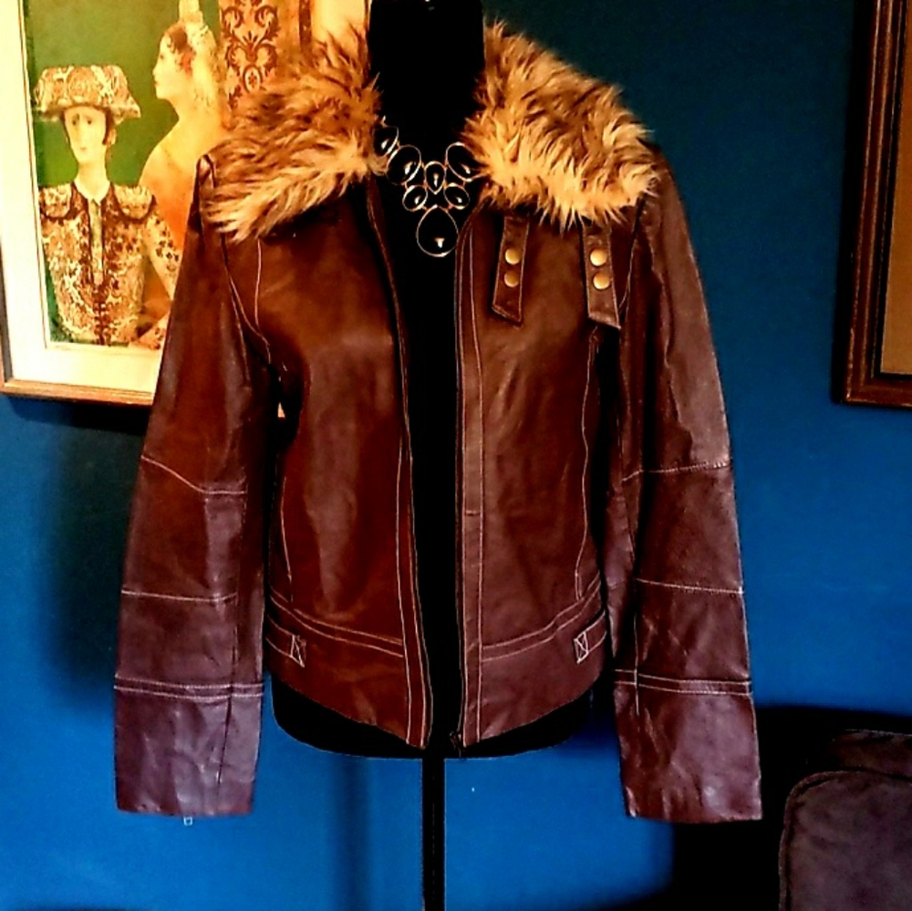 Decoded Leather Bomber Jacket - Gem